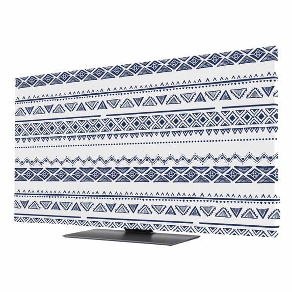 Blue Boho Stripes TV Cover for 65 Inch Screen,Stretch Fabric Dustproof ...