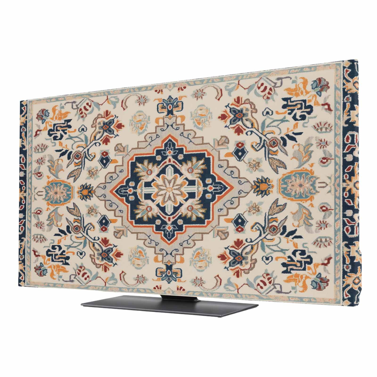 Blue Boho TV Cover for 75 Inch Screen,Stretch Fabric Dustproof TV ...