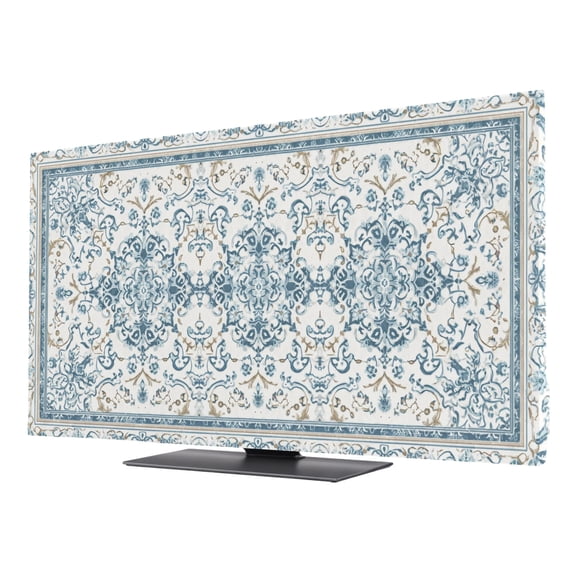 Blue Boho TV Cover for 75 Inch Screen,Stretch Fabric Dustproof TV ...