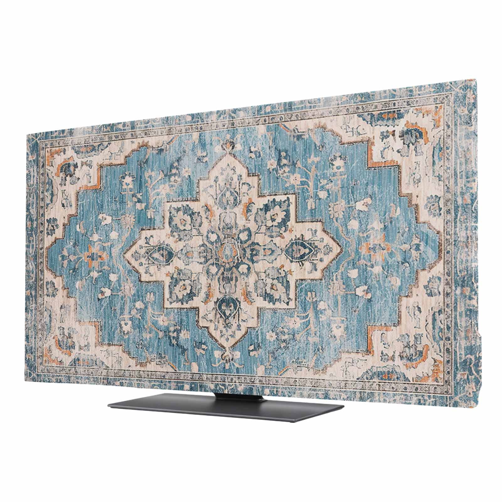 Blue Boho TV Dust Cover 65 Inch, Oriental Medallion Retro Distressed ...