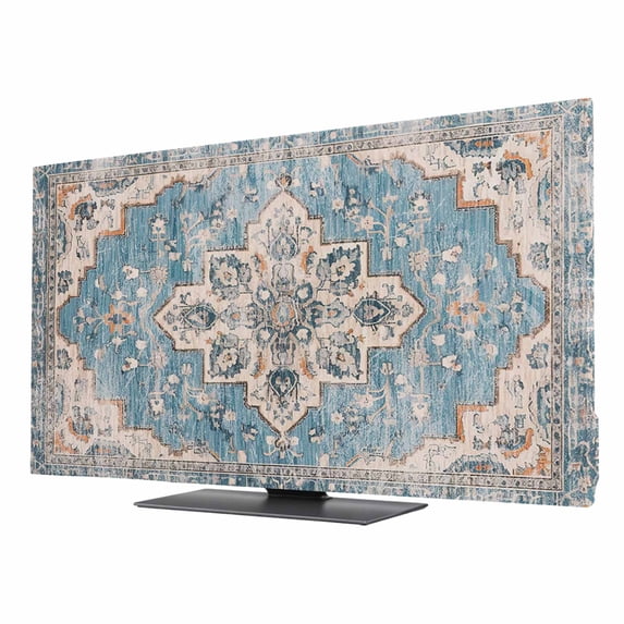 Blue Boho TV Dust Cover 65 Inch, Oriental Medallion Retro Distressed ...