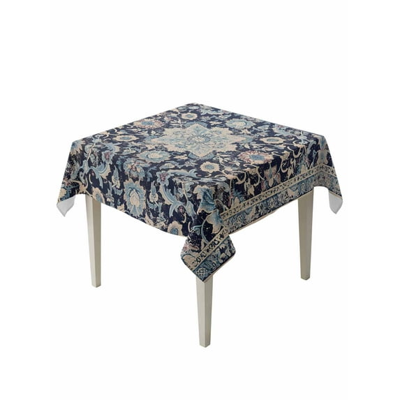 Blue Boho Table Cloth, Modern Geometric Abstract Art Vintage Waterproof ...
