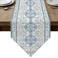 Blue Boho Table Runner Linen Burlap Table Runner 108 Inches Long ...