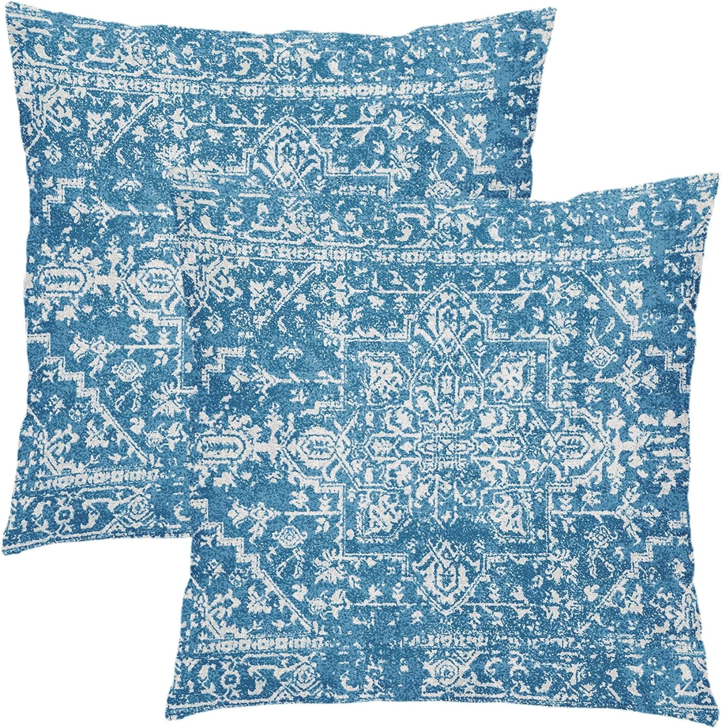 Blue Boho Throw Pillow Covers 20x20 Inch Bohemian Carpet Ethnic ...