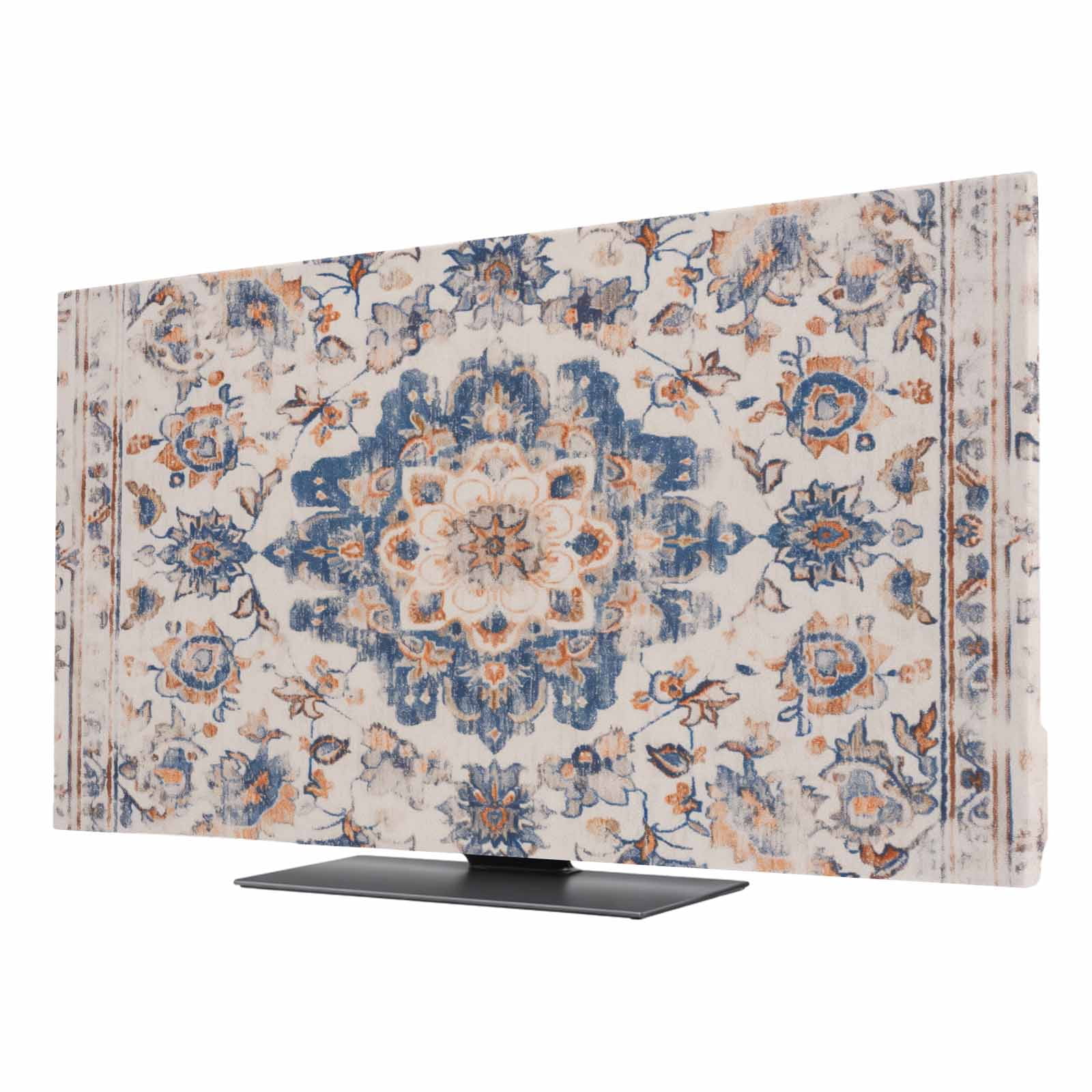 Blue Boho Vintage TV Cover for 43 Inch Screen,Stretch Fabric Dustproof ...
