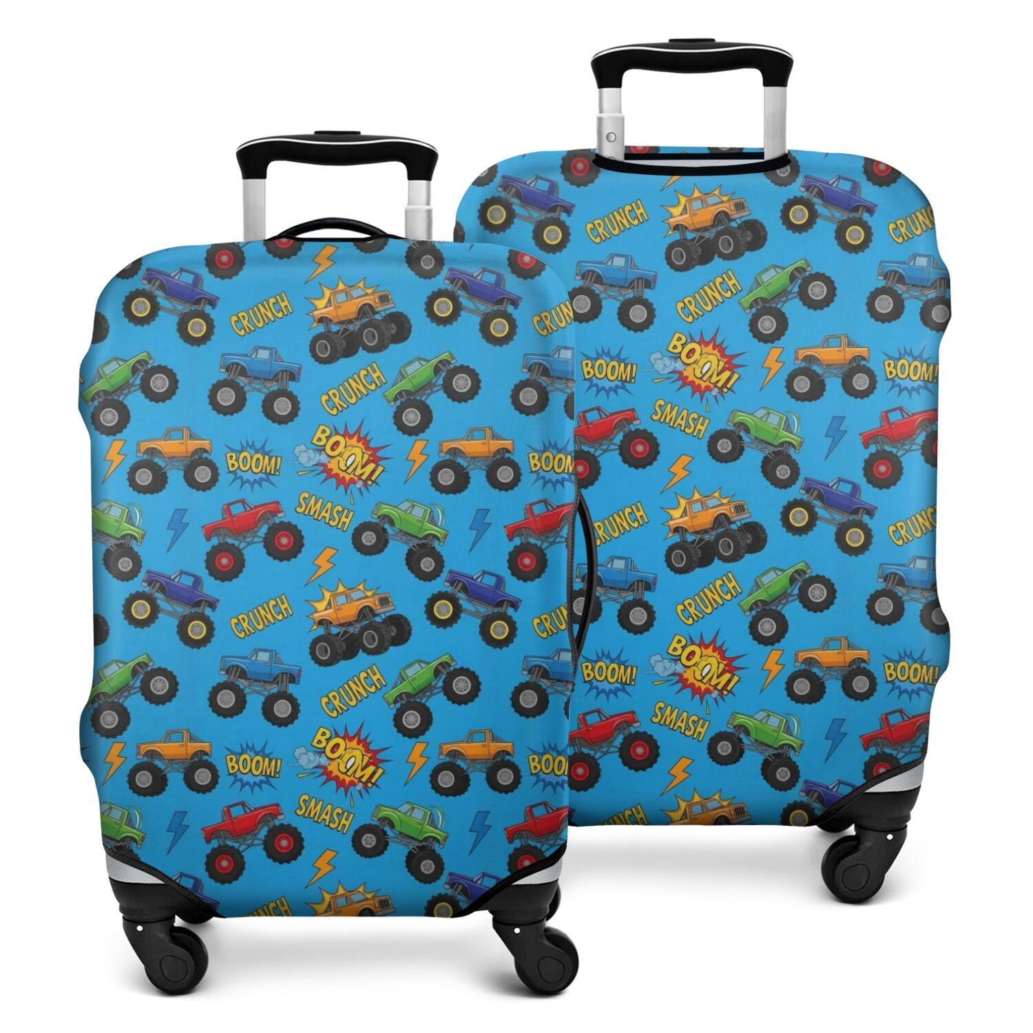 Blue Boom Monster Cartoon Trucks Pattern Luggage Cover Fashion Suitcase ...