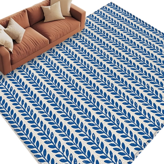 Blue Botanical Area Rug 5x7 Washable Rug Non Slip Farmhouse Modern ...