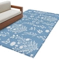 Blue Botanical Area Rug Washable 3x5 Entryway Rug Non-Slip Indoor Low ...