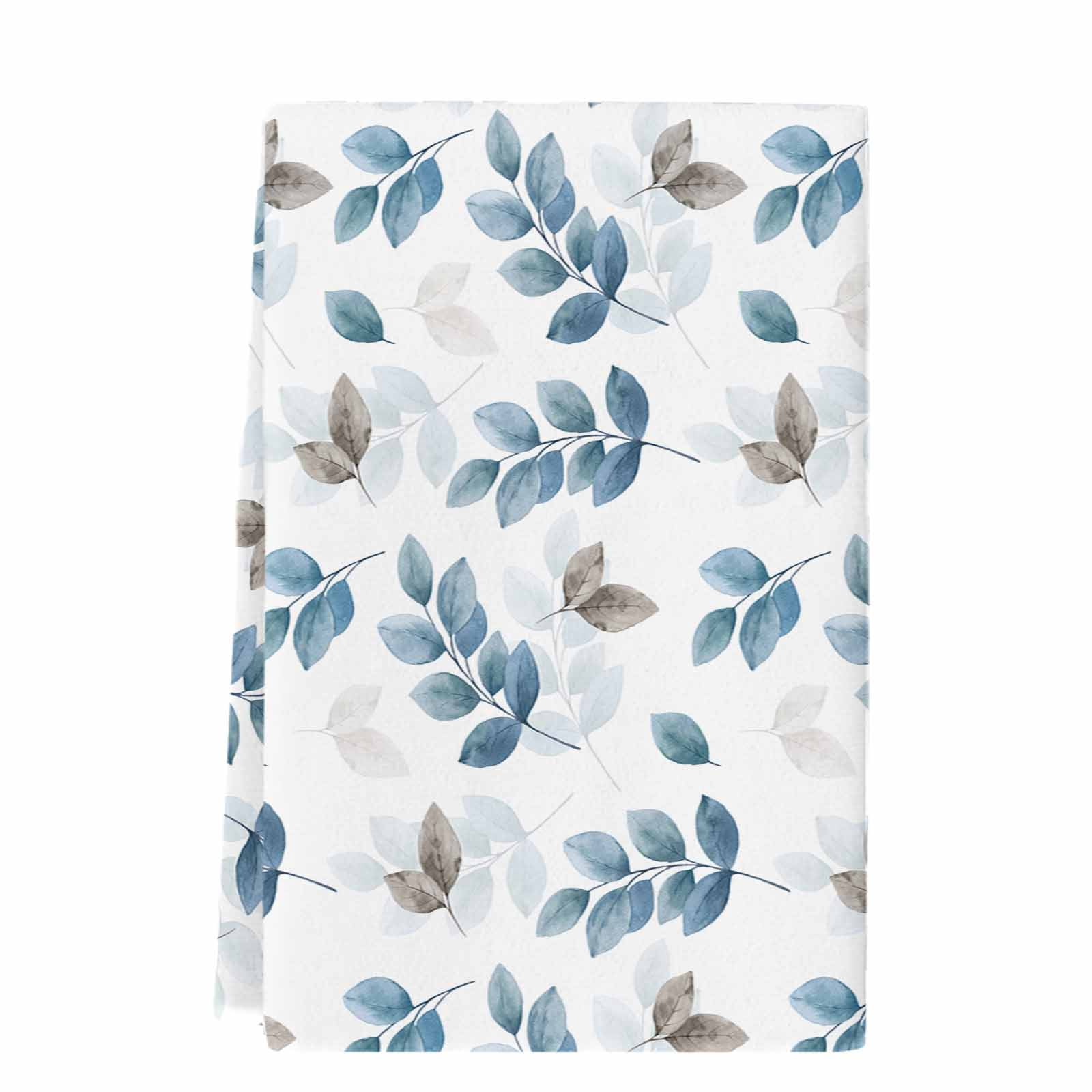 Blue Botanical Fall Kitchen Towels Set of 1, Absorbent Microfiber Dish ...
