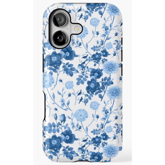 Blue Botanical Flowers Garden Nature Floral Art Phone Case for iPhone ...