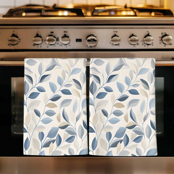 Blue Botanical Kitchen Towels Set of 3, Farmhouse Spring Summer Plant ...