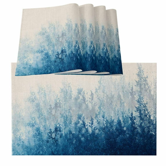 Blue Botanical Placemats for Dinning Table Set of 4, Spring Summer ...