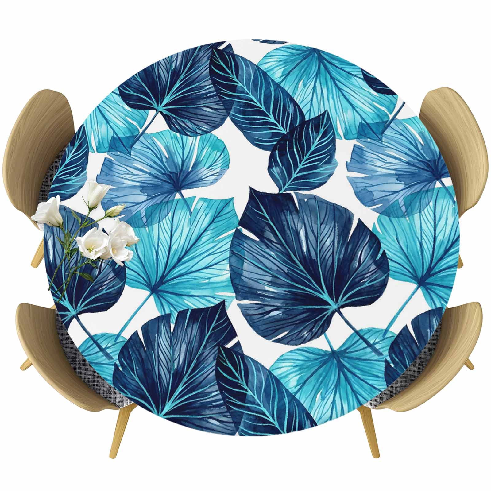 Blue Botanical Round Tablecloth 36-44 Inch Round Fitted Table Cloth ...