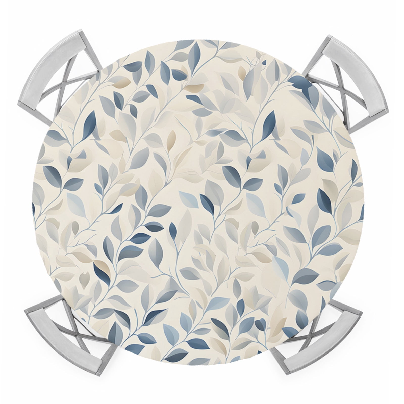 Blue Botanical Round Tablecloth for 36-44 Inch Tables, Fitted Table ...