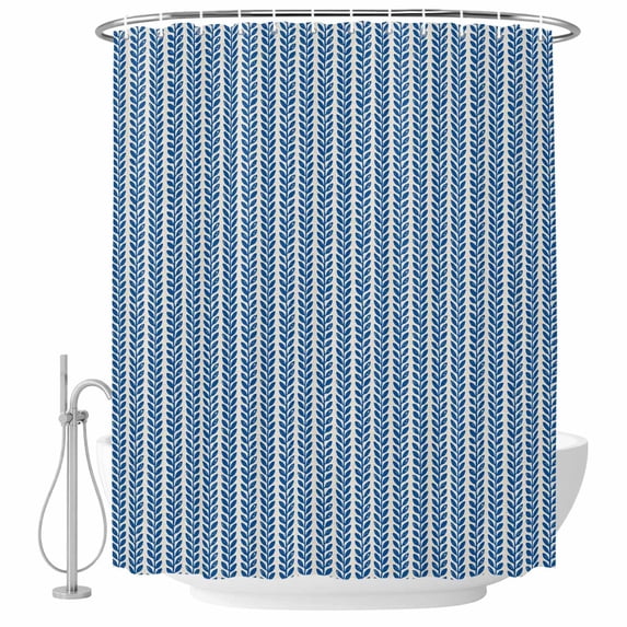 Blue Botanical Shower Curtains for Bathroom, Waterproof Fabric Bath ...