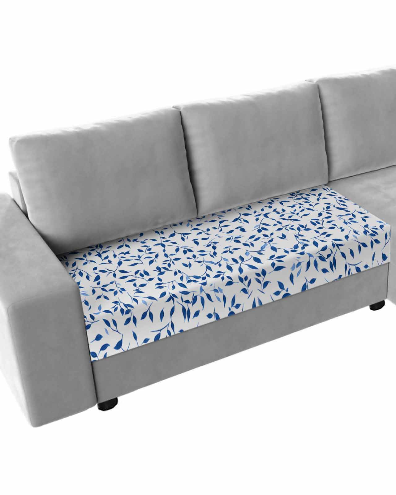 Blue Botanical Sofa Couch Cushion Covers Washable, Removable ...