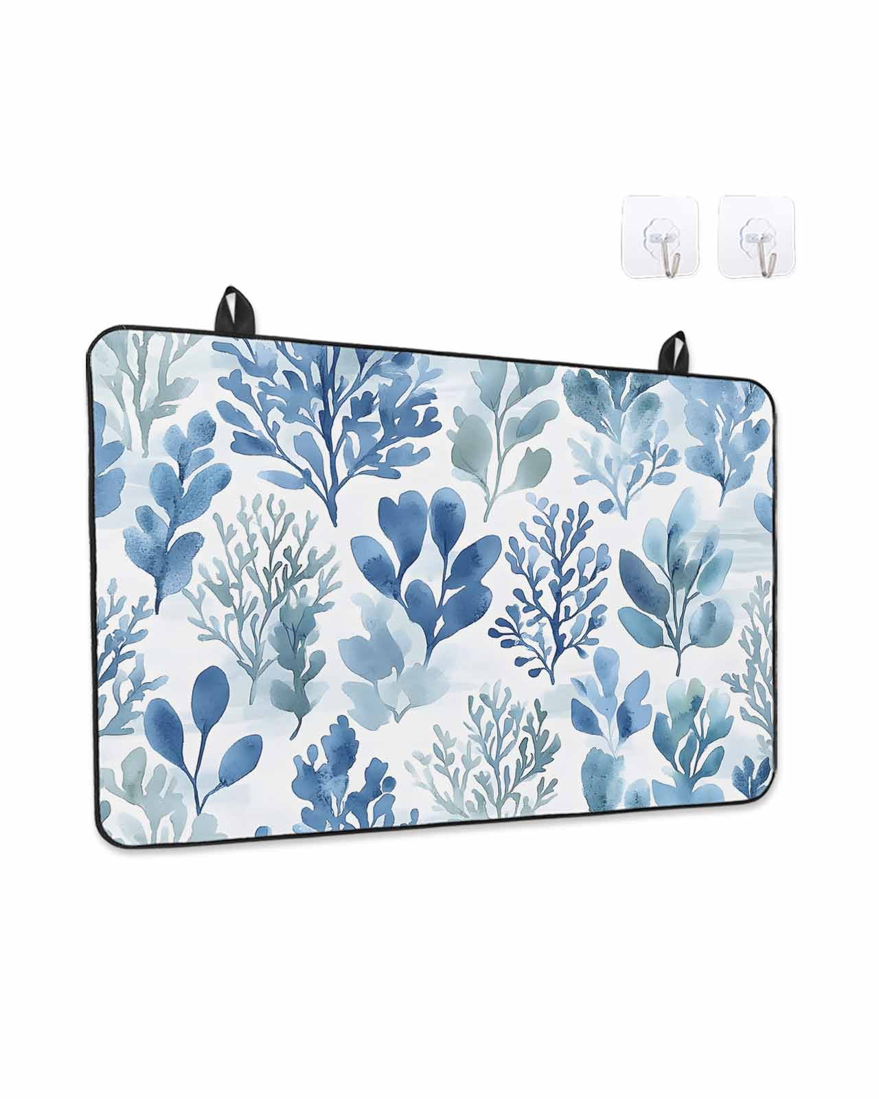 Blue Botanical Stove Top Covers for Electric Stove, Kitchen Glass ...