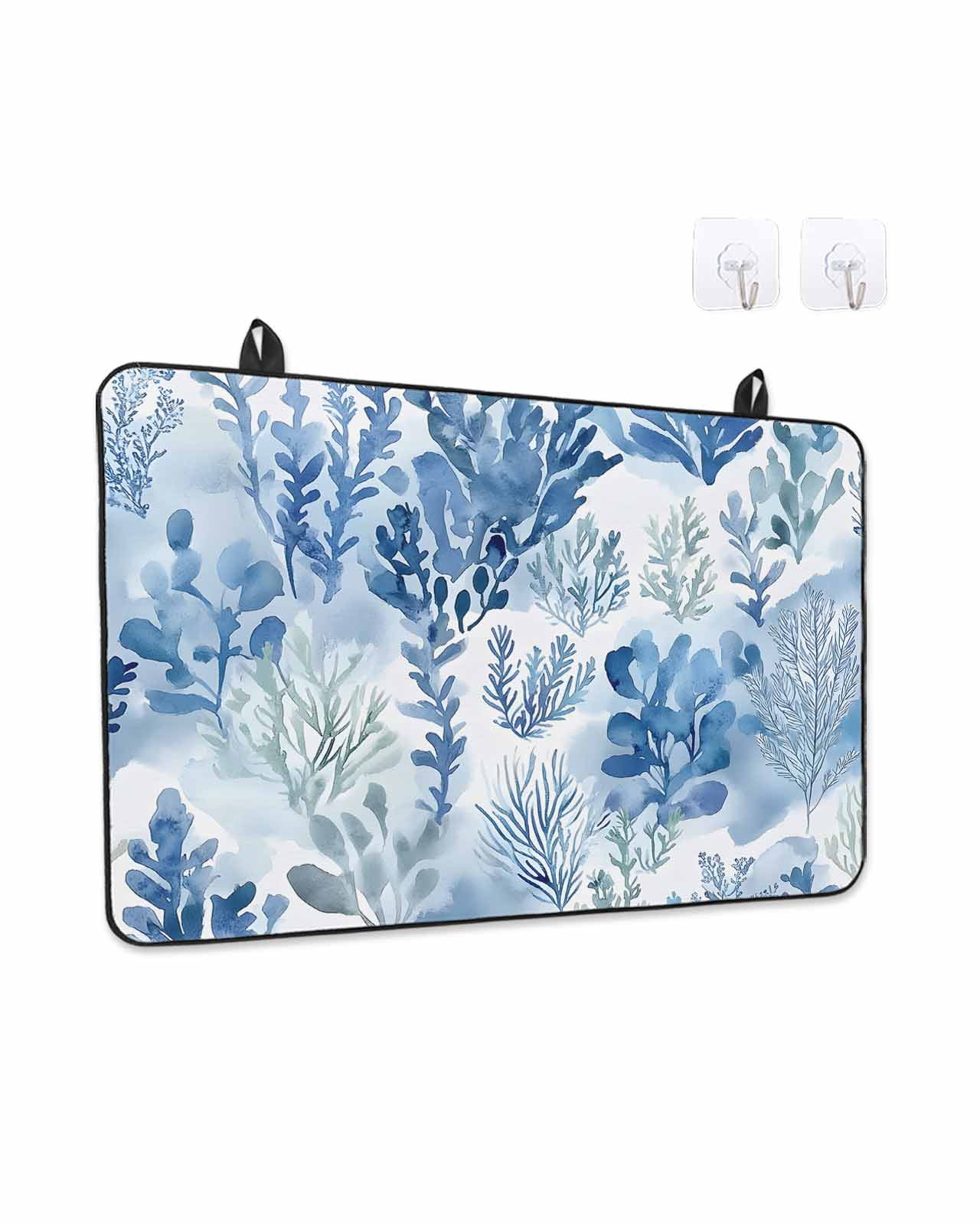 Blue Botanical Stove Top Covers for Electric Stove, Kitchen Glass ...
