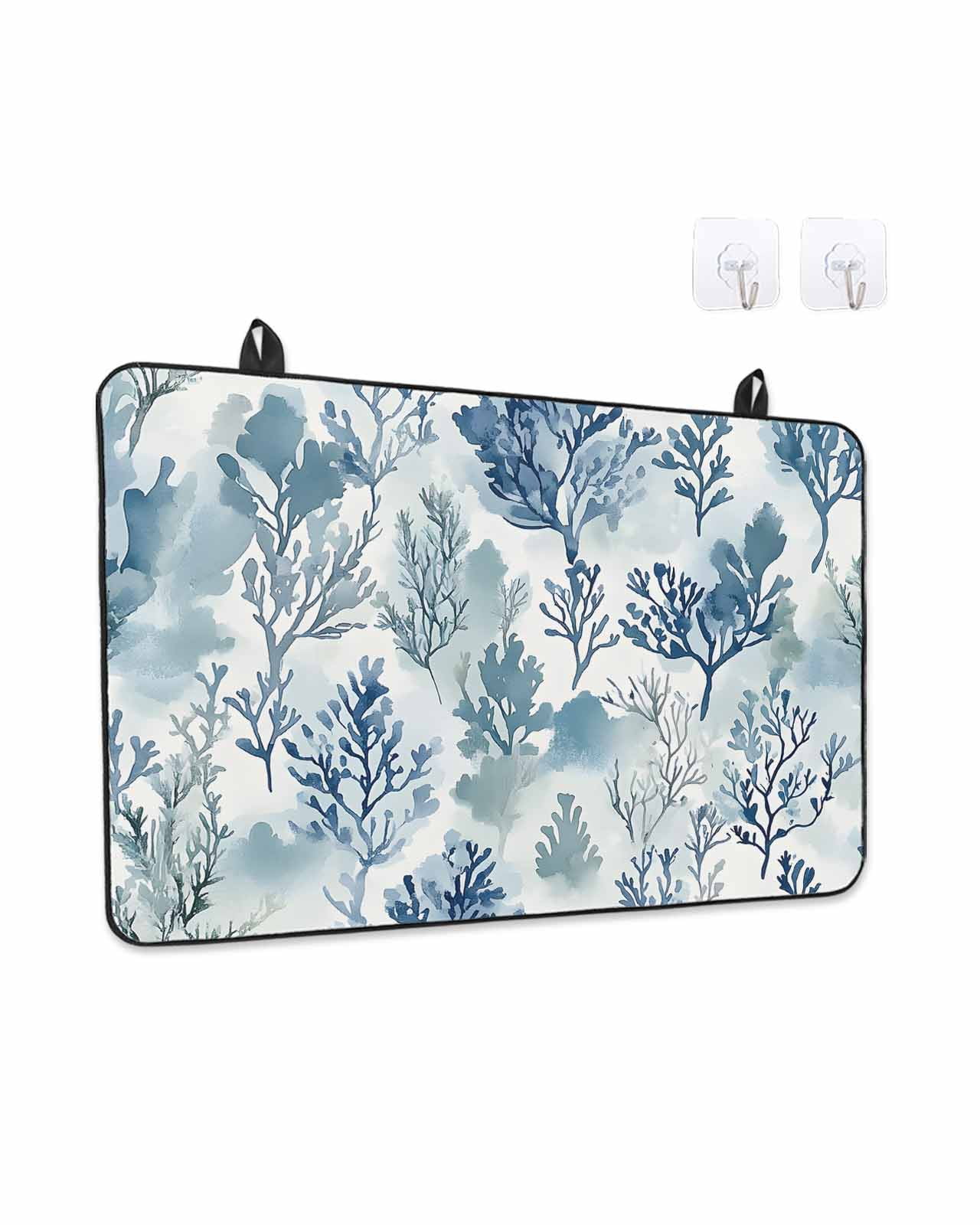 Blue Botanical Stove Top Covers for Electric Stove, Kitchen Glass ...