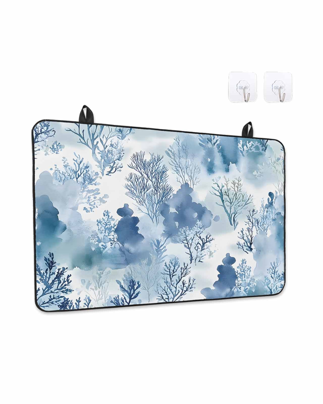 Blue Botanical Stove Top Covers for Electric Stove, Kitchen Glass ...