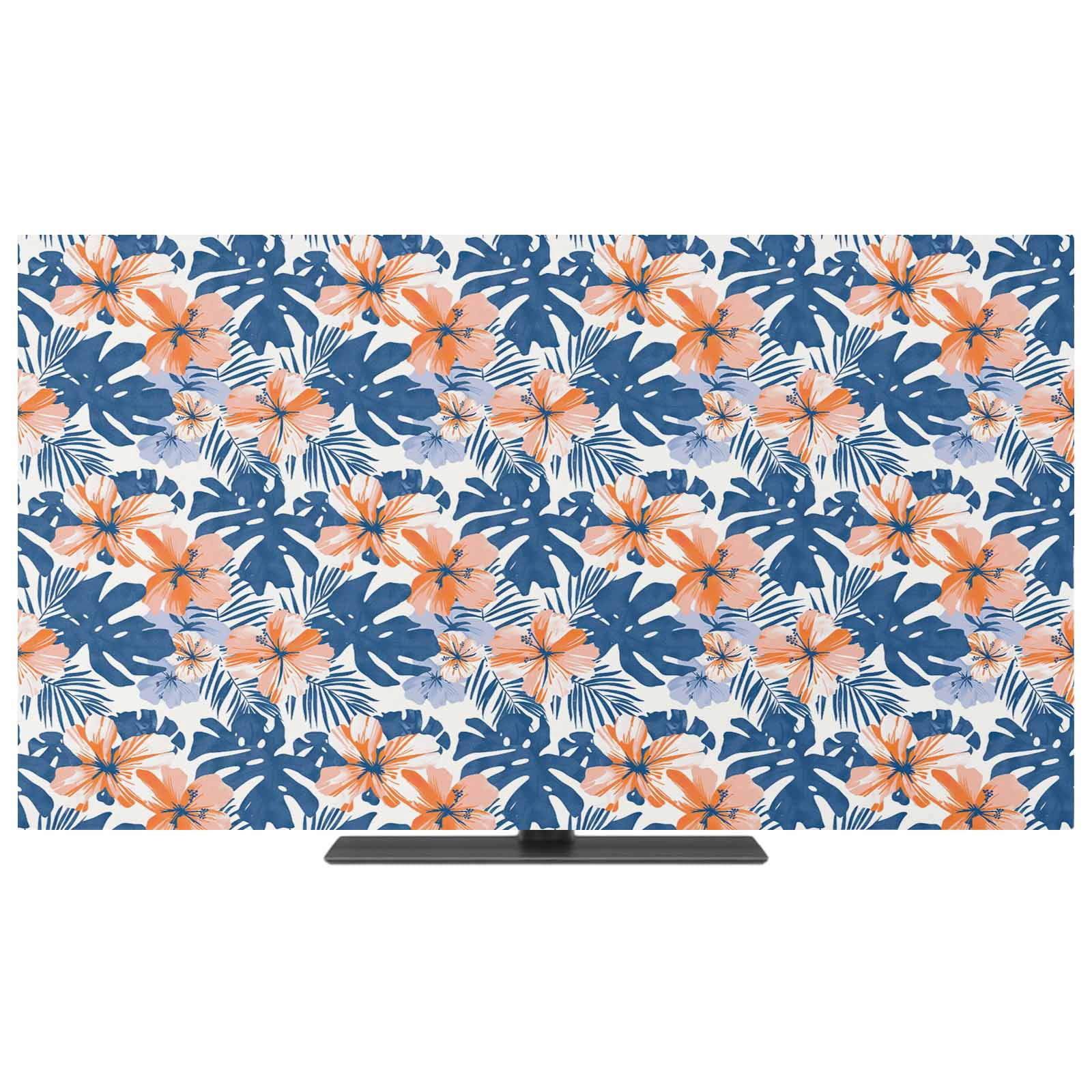 Blue Botanical TV Dust Cover,Stretchable TV Screen Desktop Computer ...