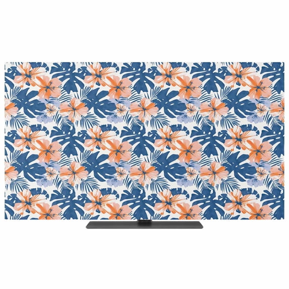 Blue Botanical TV Dust Cover,Stretchable TV Screen Desktop Computer ...