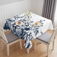 Blue Botanical Table Cloth Waterproof Tablecloths, Dragonfly Flower ...