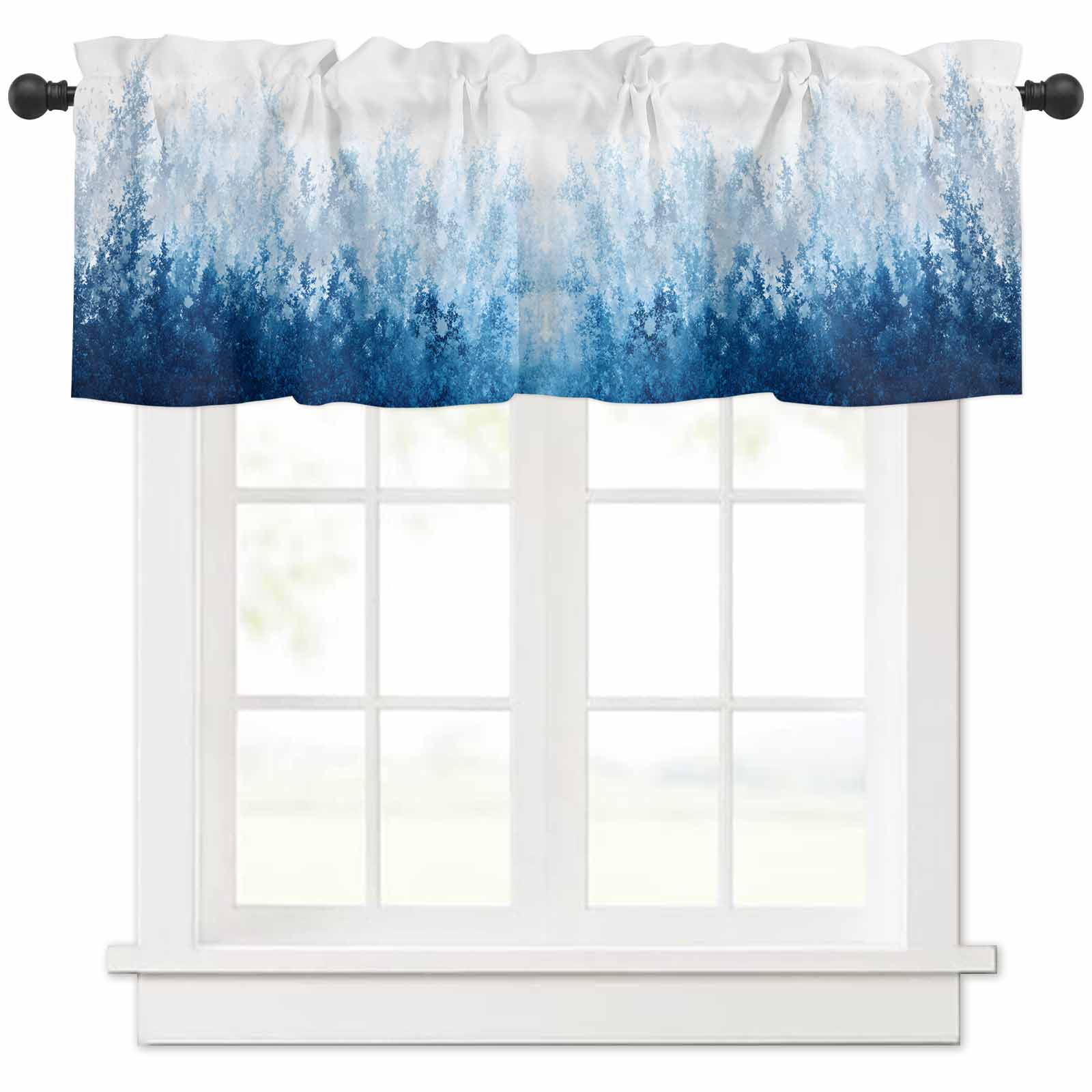 Blue Botanical Valances for Windows Farmhouse Kitchen Curtains Valances ...
