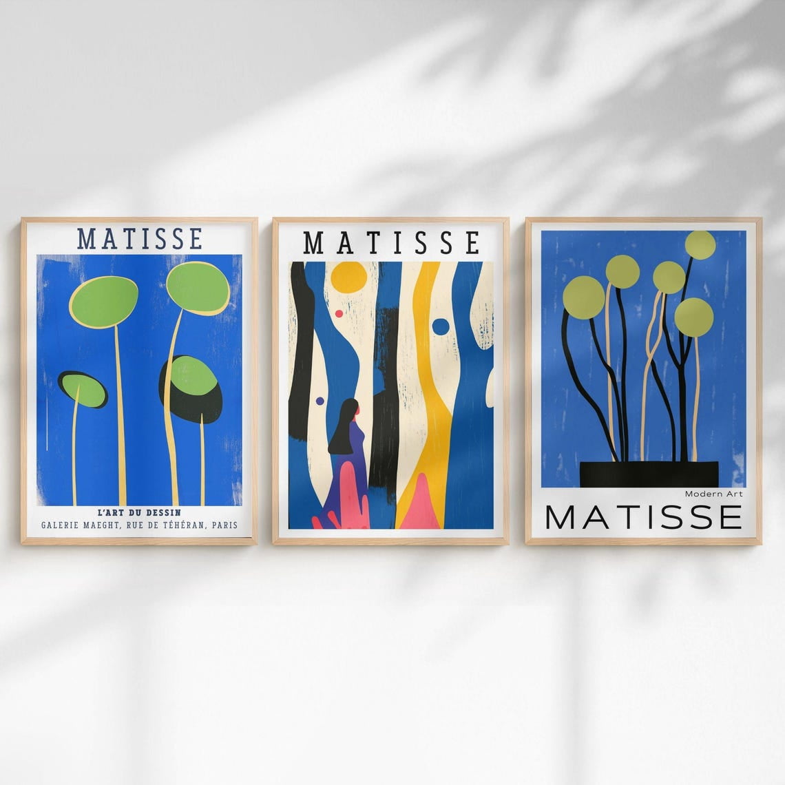 Blue Botanical Wall Art Mid Century Modern Exhibition Boho Floral ...