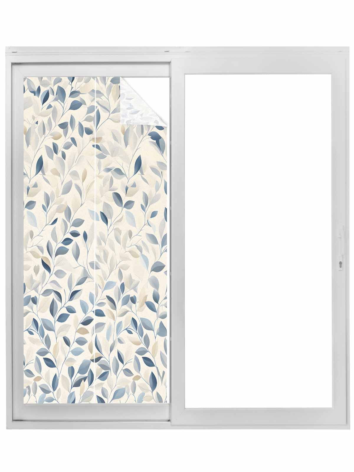 Blue Botanical Window Privacy Film, Farmhouse Spring Summer Plant ...