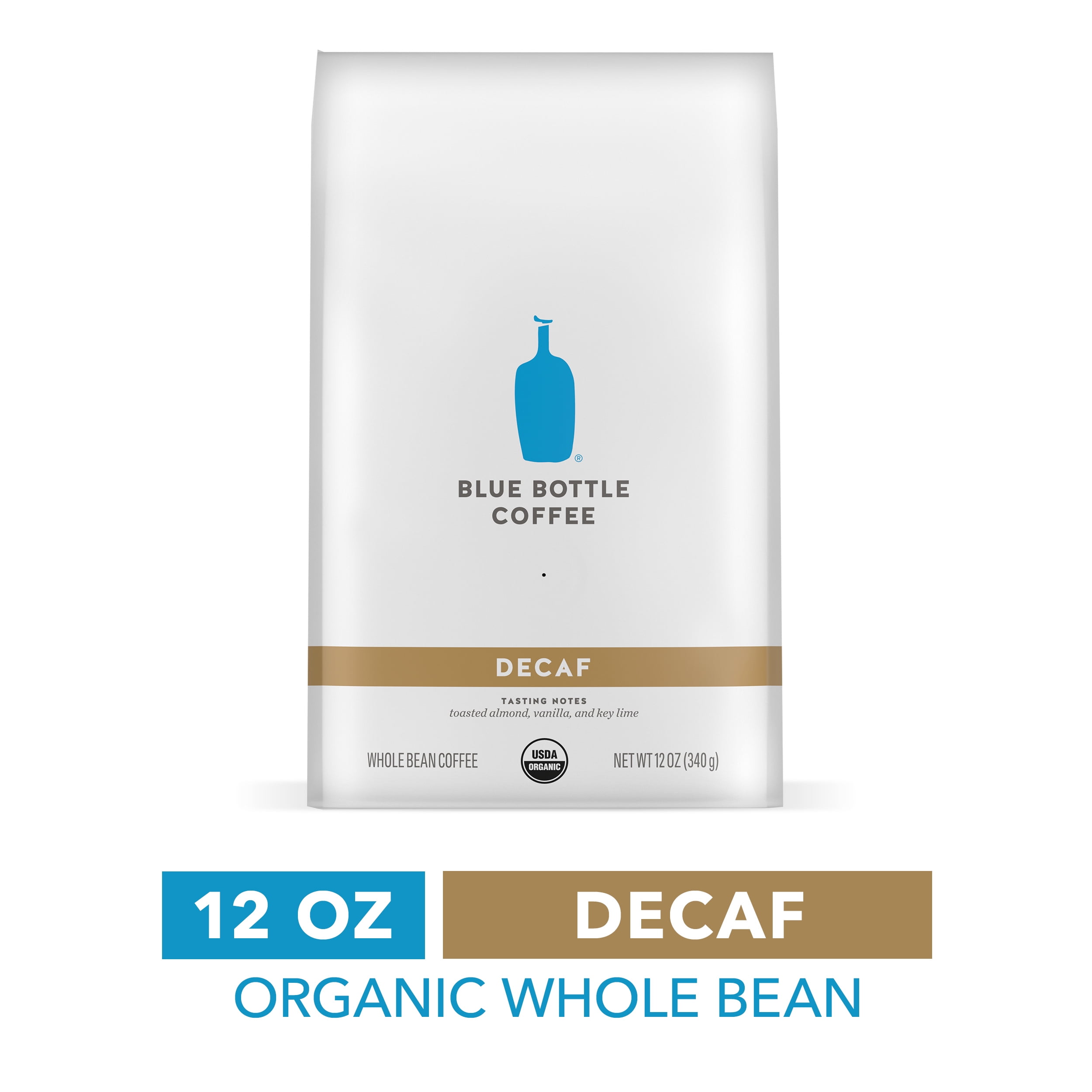 Blue Bottle Decaf Coffee, Organic Arabica Beans, Medium Roast, Whole ...