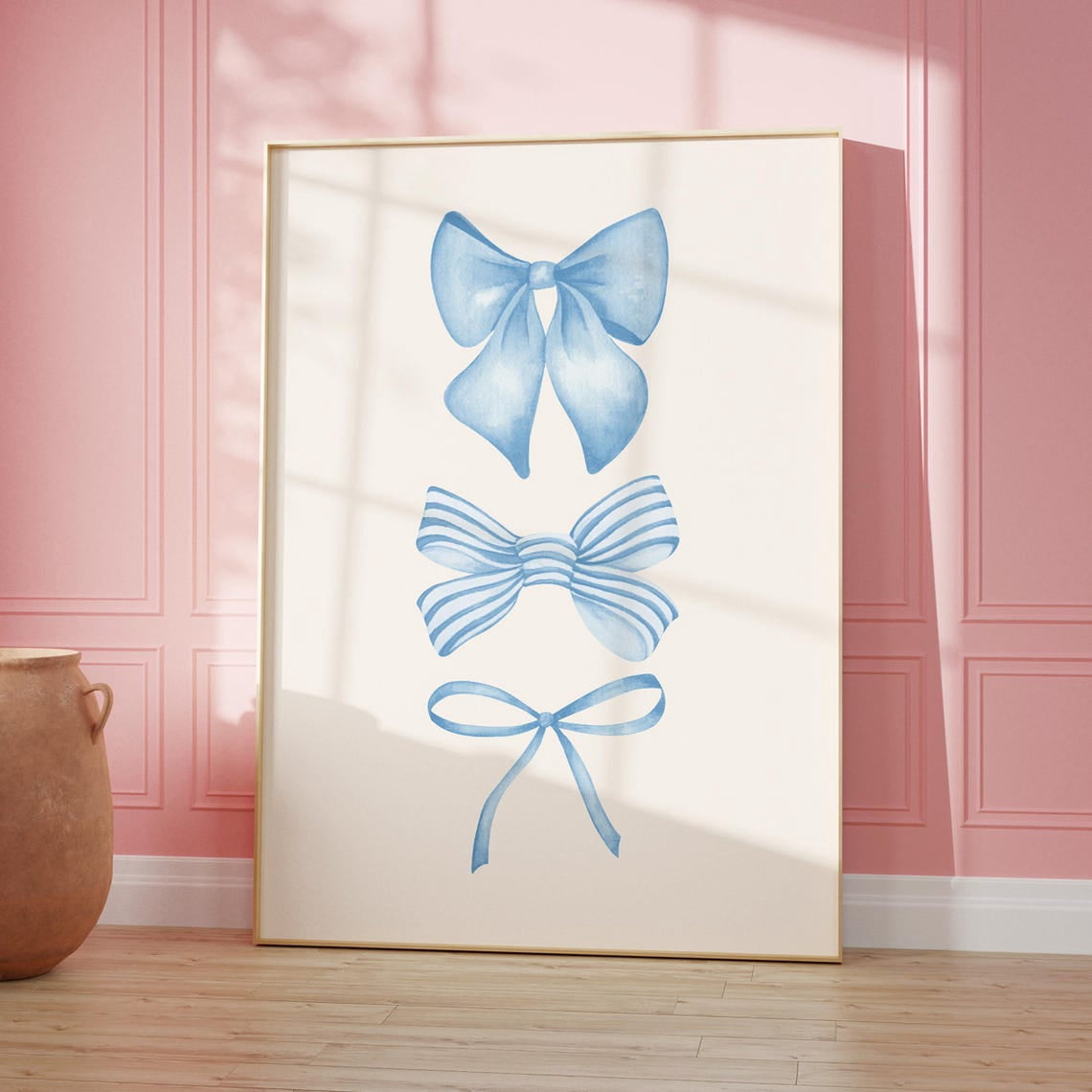 Blue Bow Balletcore Coquette Wall Art, Unframed Paper Print Size 24x36 ...