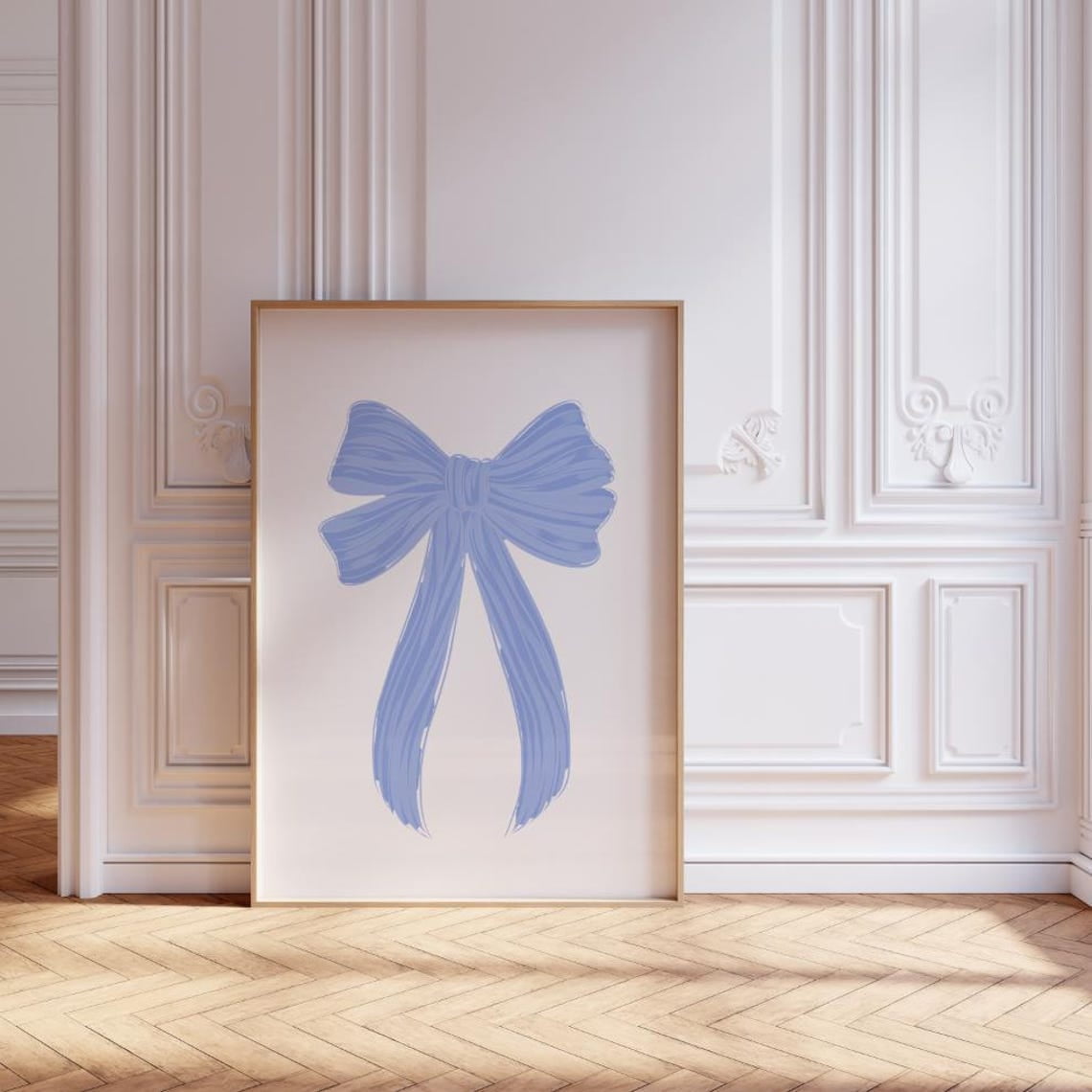 Blue Bow Coquette, Simple Ribbon Nursery Decor, Preppy Grand Millennial ...