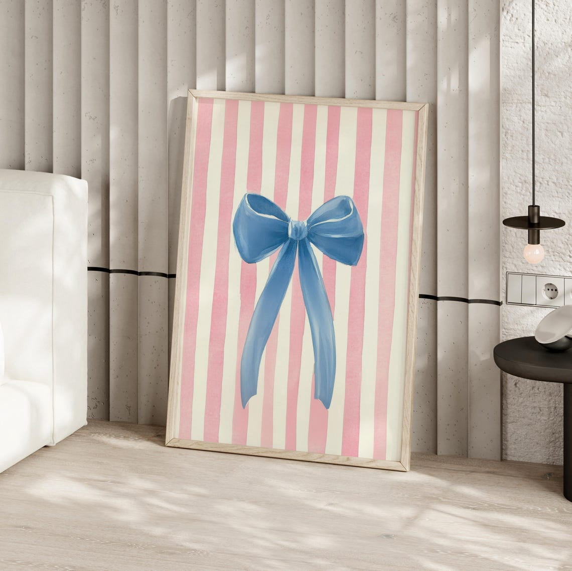 Blue Bow Coquette Wall Art, Pastel Preppy Nursery Decor, Unframed Paper ...