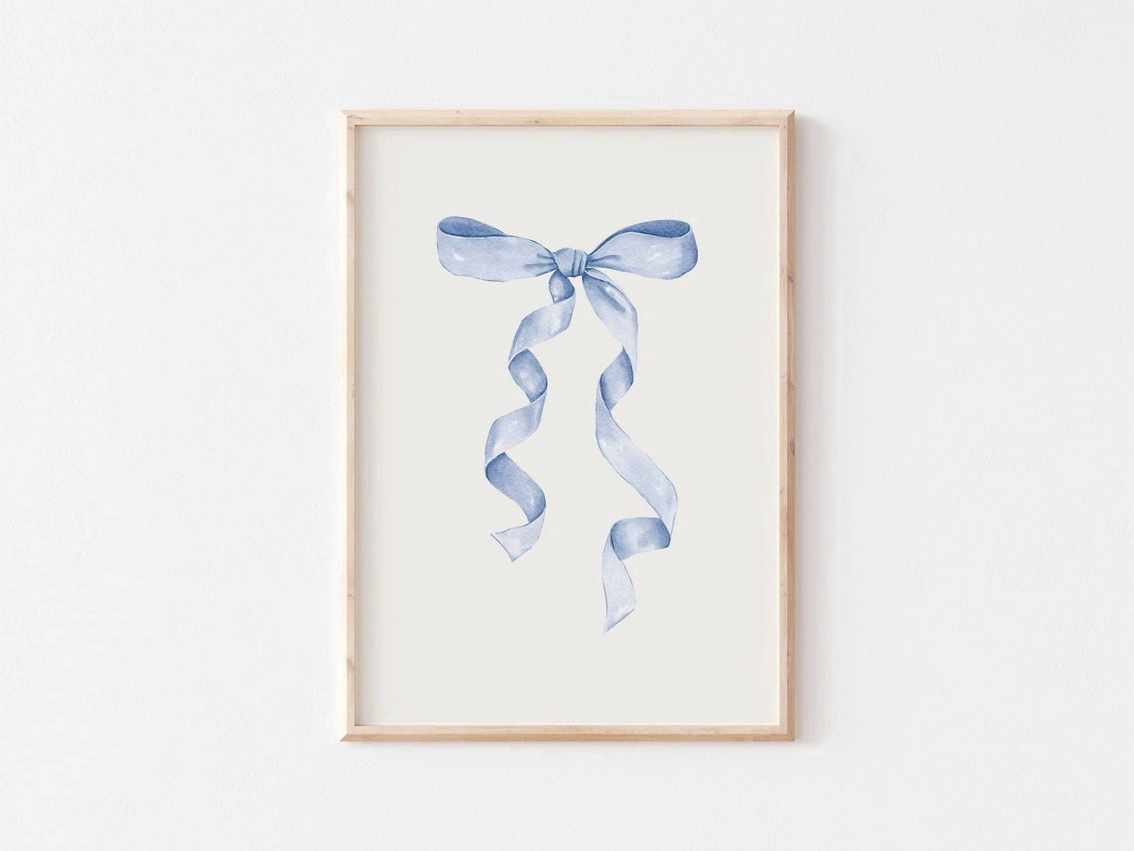 Blue Bow Nursery Print, Coastal Coquette Room Decor, Unframed Paper ...
