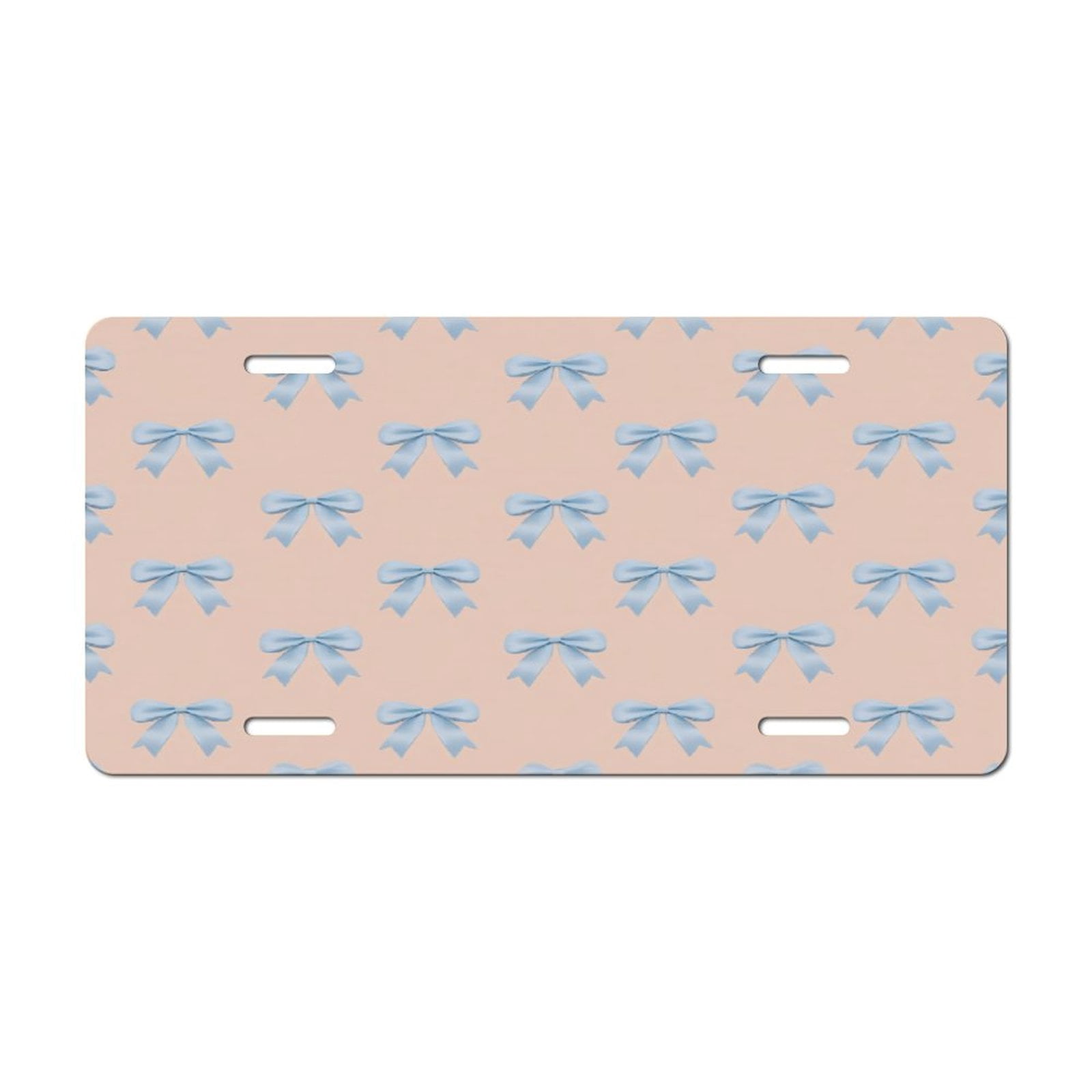 Blue Bow Pattern on Peach Background Car Decorative Front License Plate ...