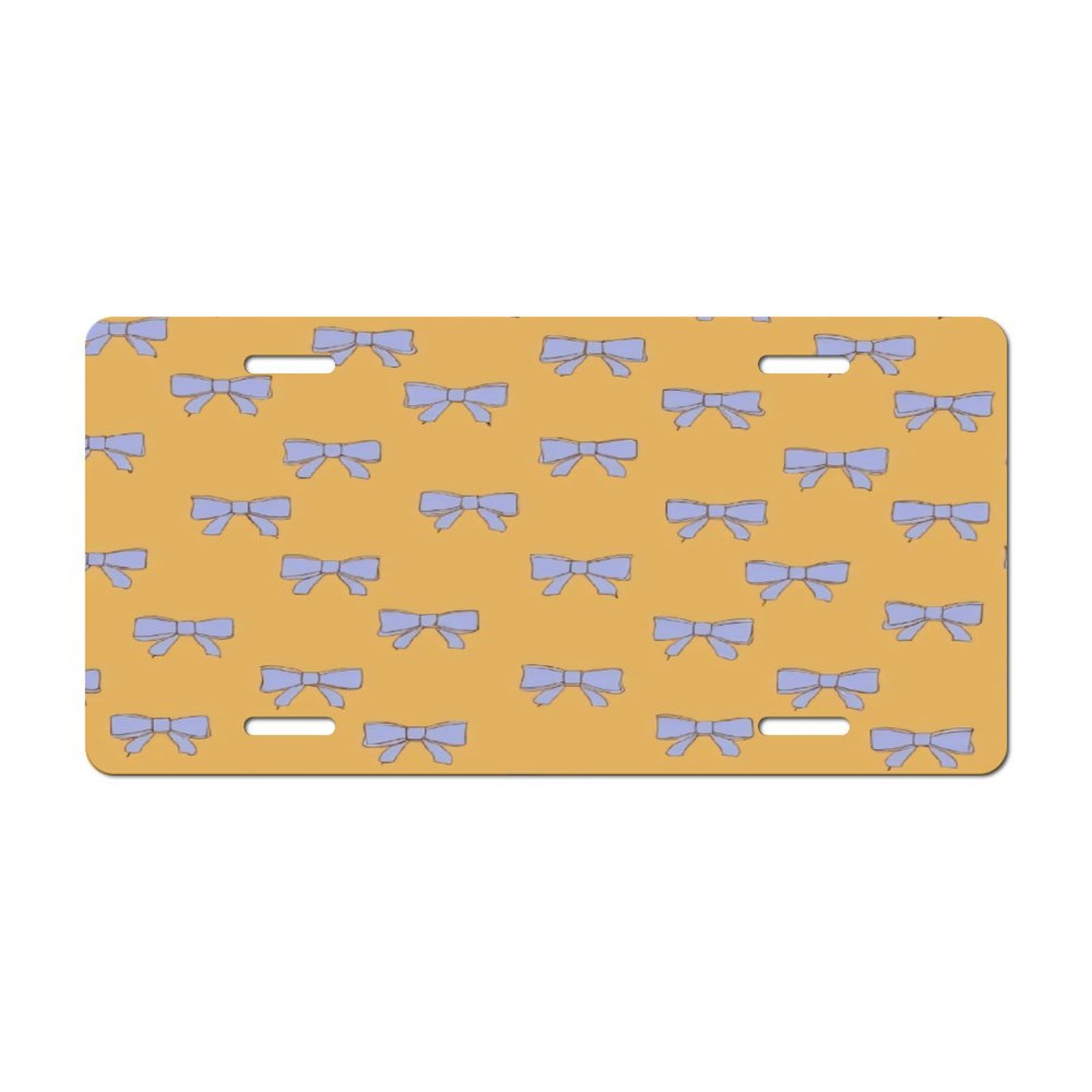 Blue Bow Pattern on Yellow Background Car Decorative Front License ...