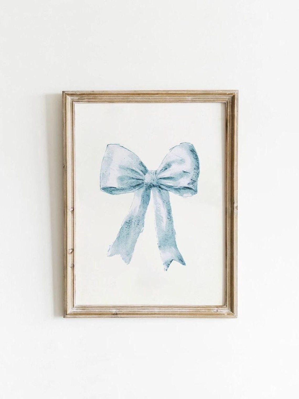 Blue Bow Preppy Art Dorm s Aesthetic White Retro s Blue Girly Western ...