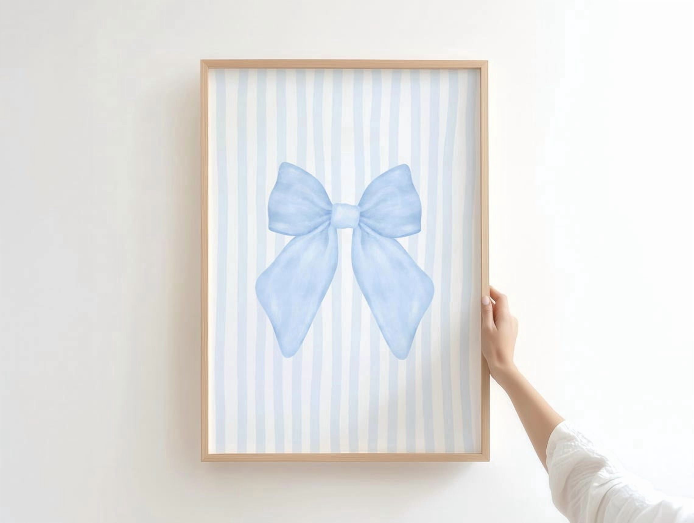 Blue Bow Print Coquette Wall Art Preppy Grandmillennial Girly Dorm ...