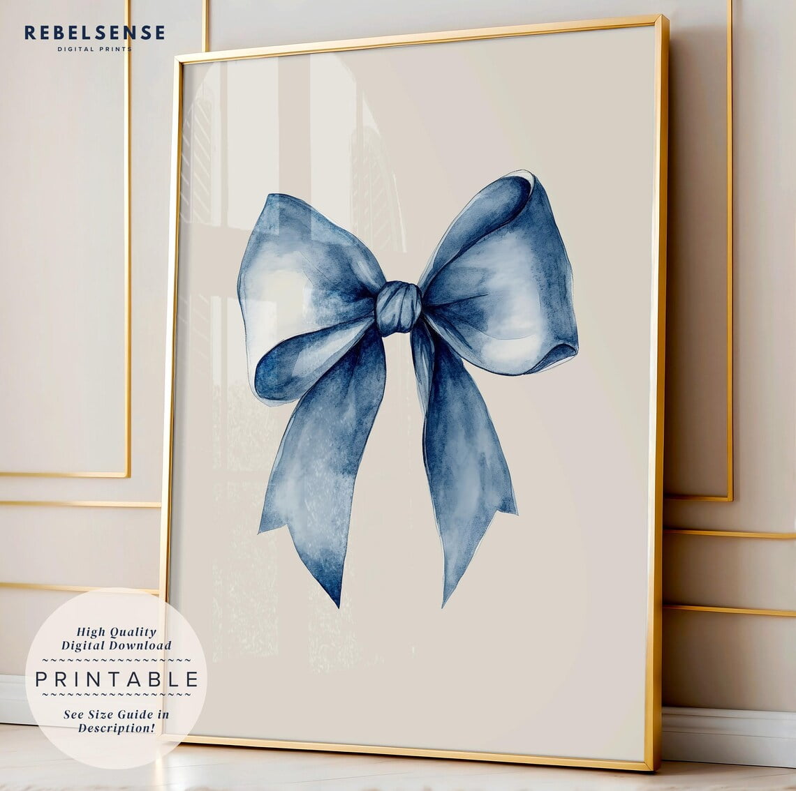 Blue Bow Print, Navy Coquette Room Decor, Balletcore, College Dorm ...