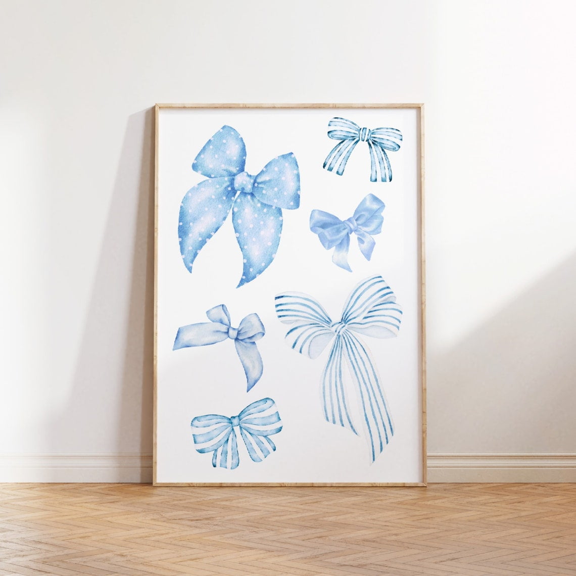 Blue Bow Print Preppy Wall Art Teen Room Decor Preppy Poster College ...