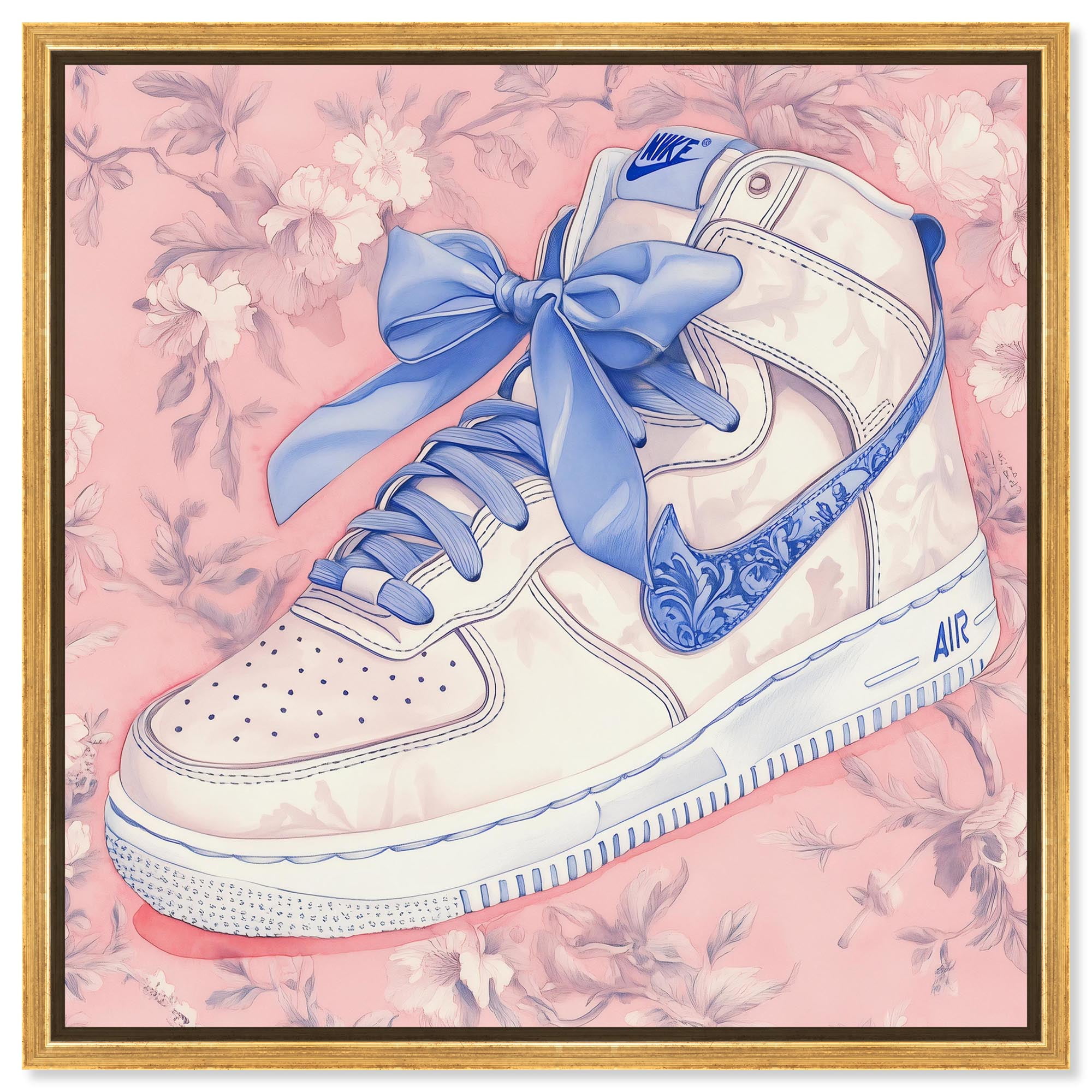 Blue Bow Sneaker Canvas Sneaker Posters by Art Remedy, Gold Frame, 12 x ...