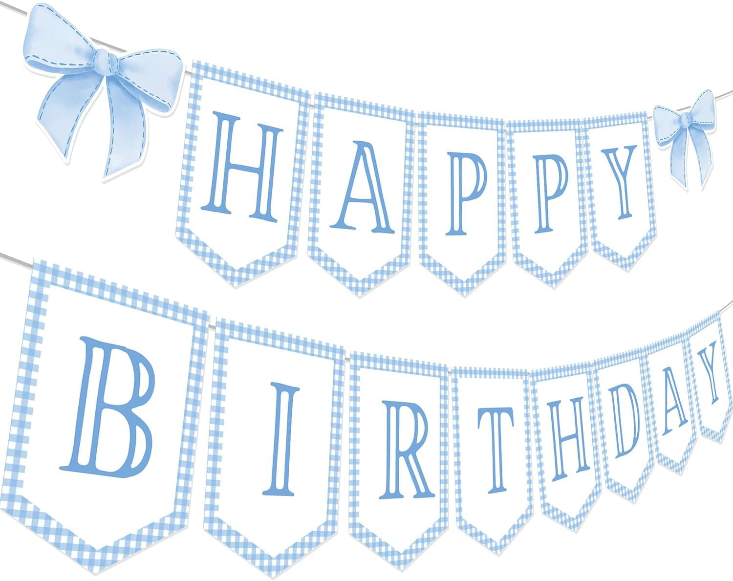 Blue Bow Themed Birthday Banner Neutral Preppy Coquette Bow Theme Party ...