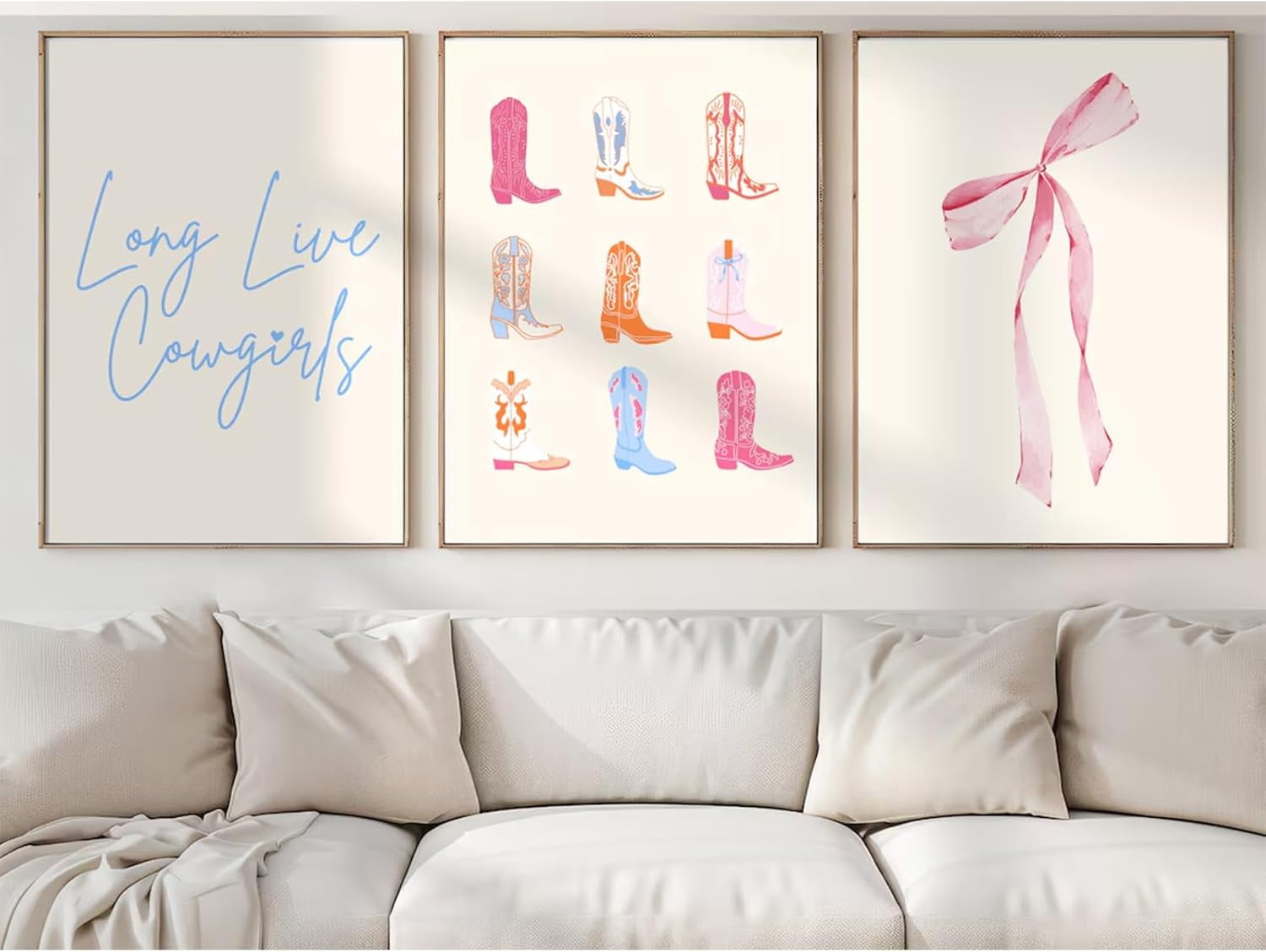 Blue Bow Wall Art Decor Conquette Poster Aesthetic Canvas Wall Art Preppy Pictures Girly Trendy ...
