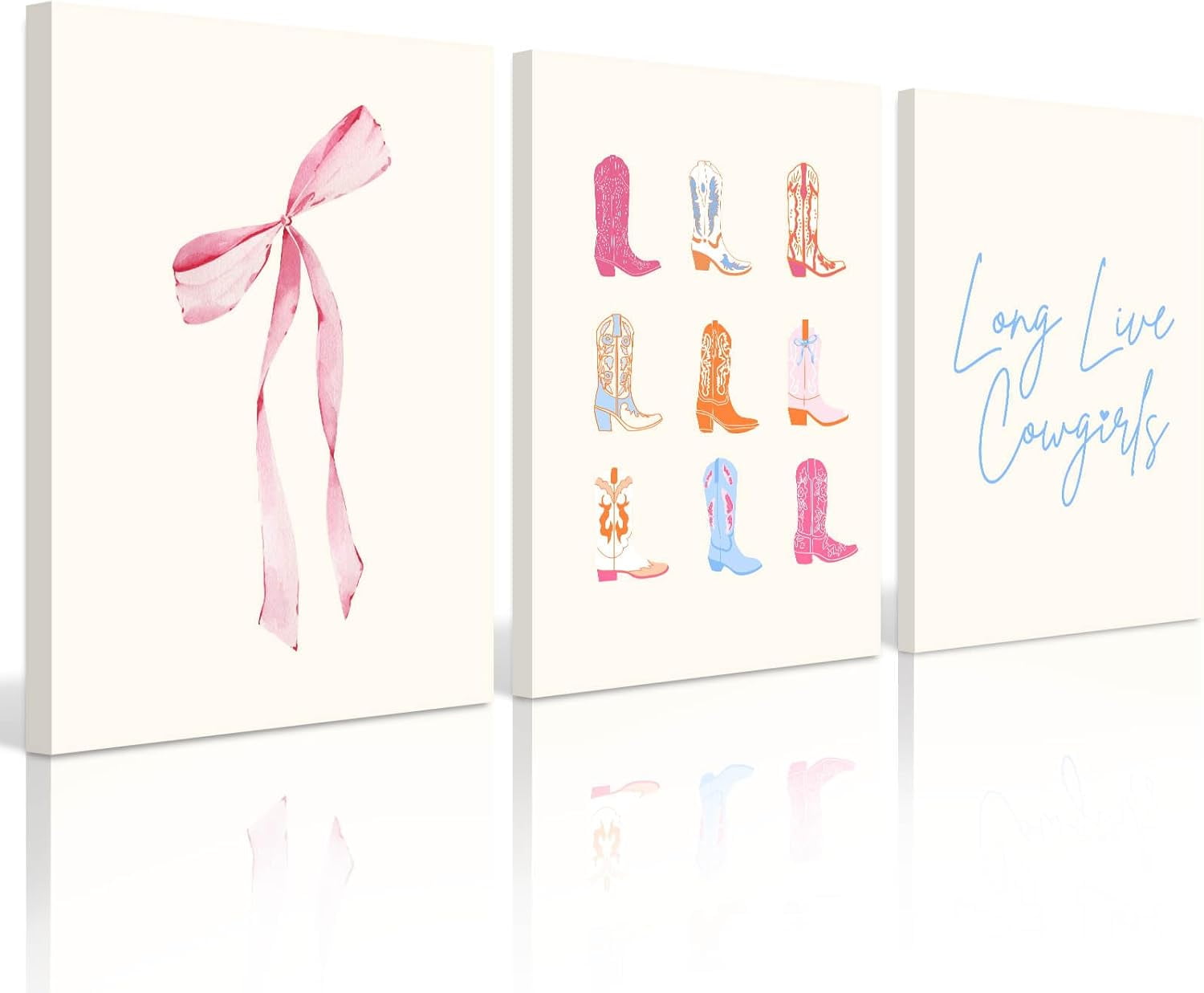 Blue Bow Wall Art Floral Canvas Wall Decor Coquette Flower Wall Art ...