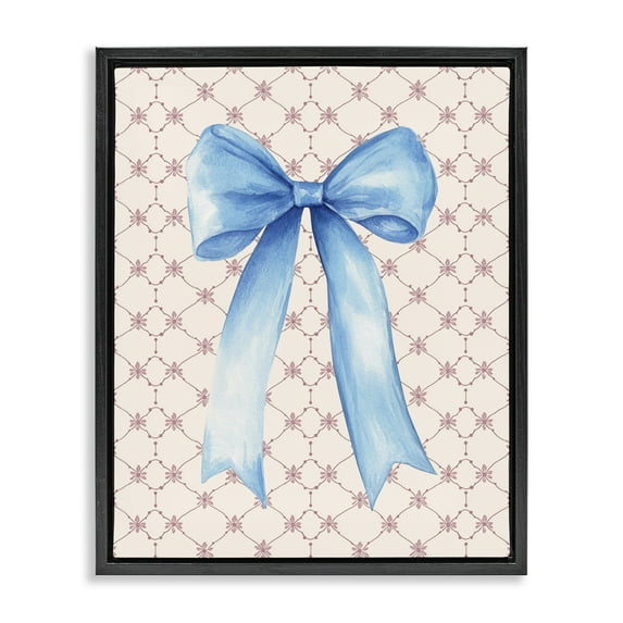 Blue Bow on Rose Quilt Pattern Black Floating Frame Canvas Art, 25 x 31 ...