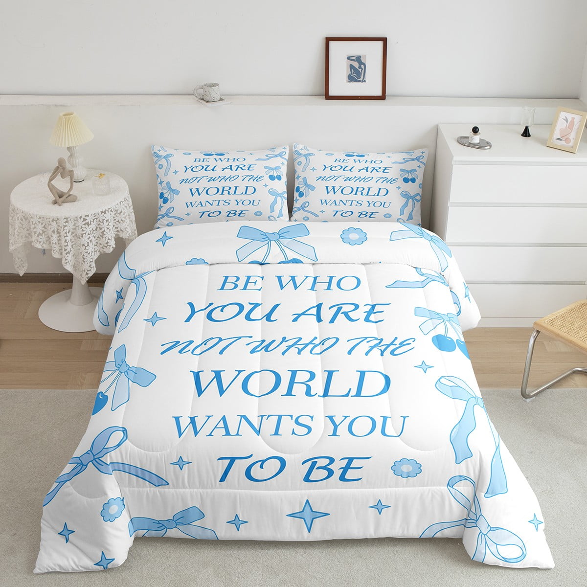 Blue Bowknot Comforter Set,Cherry Tropical Fruit Cartoon Princess ...