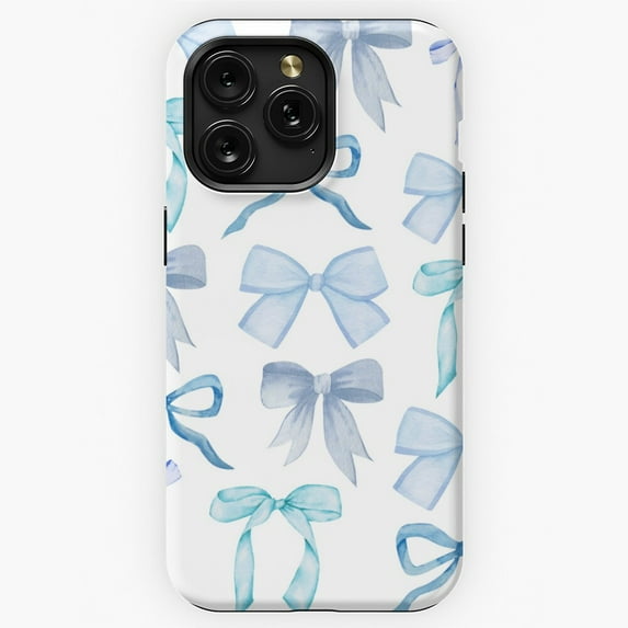 Blue Bows Classic Ribbon Pattern iPhone Case 17 16 15 14 13 12 11 Pro ...