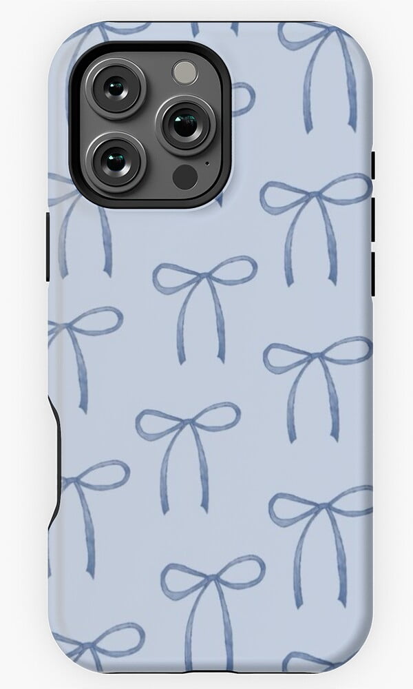 Blue Bows Ribbons Cute Aesthetic Phone Case for iPhone 16 15 14 13 12 ...