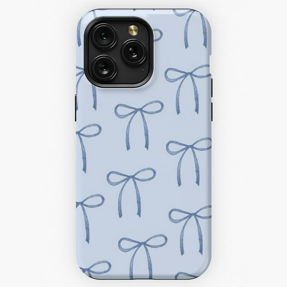 Blue Bows Ribbons Pattern Aesthetic iPhone Case 17 to 11 Pro Max ...